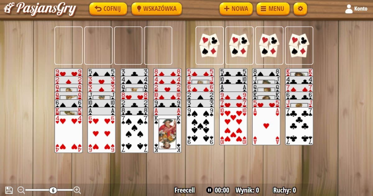 Łatwy Freecell - Pasjansgry.pl