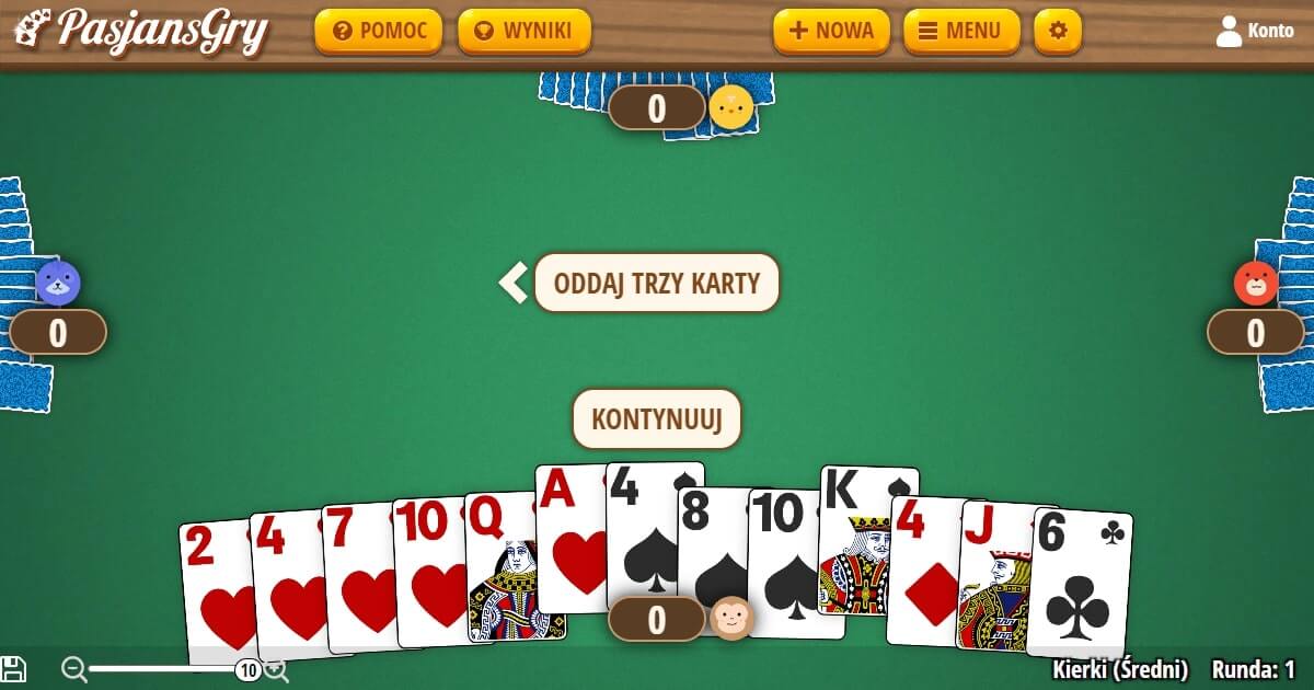 Zagraj w Kierki - Pasjansgry.pl